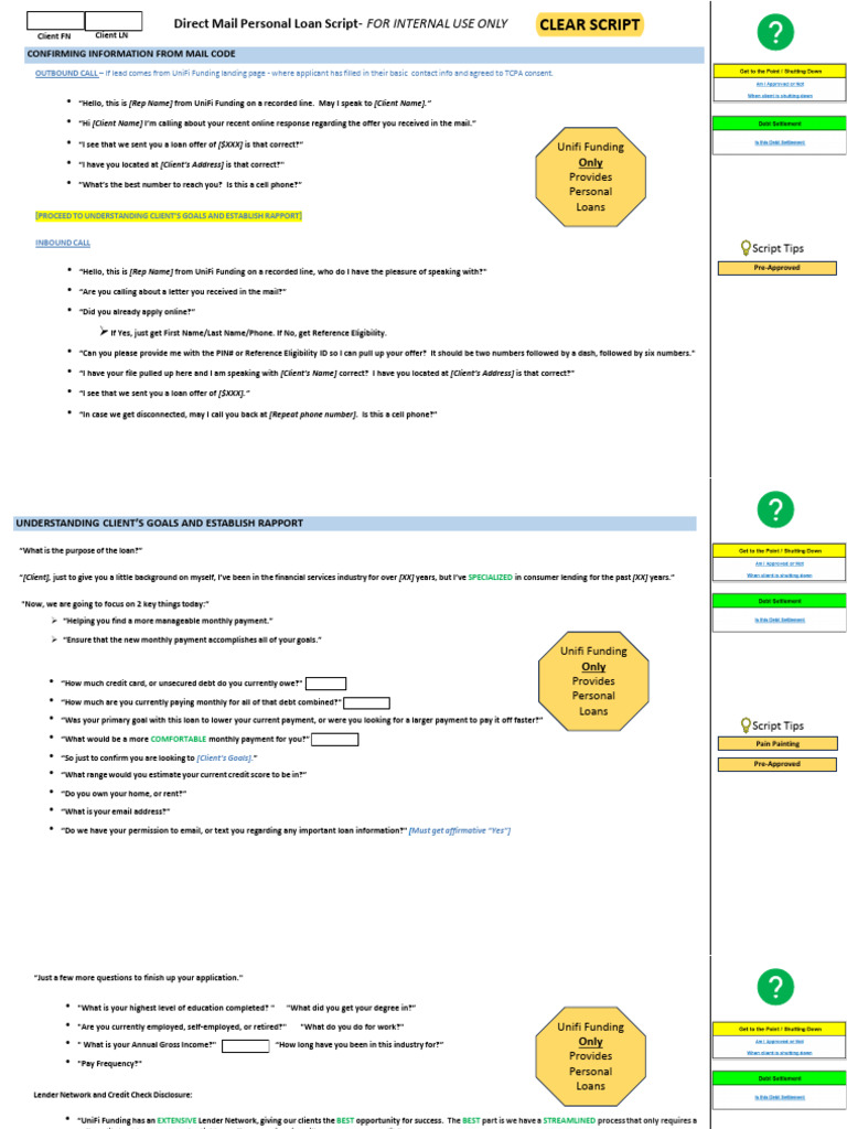 Interactive Script 03 - 18 - 2024 - Straight Through Script - V1.0 | PDF | Debt | Loans