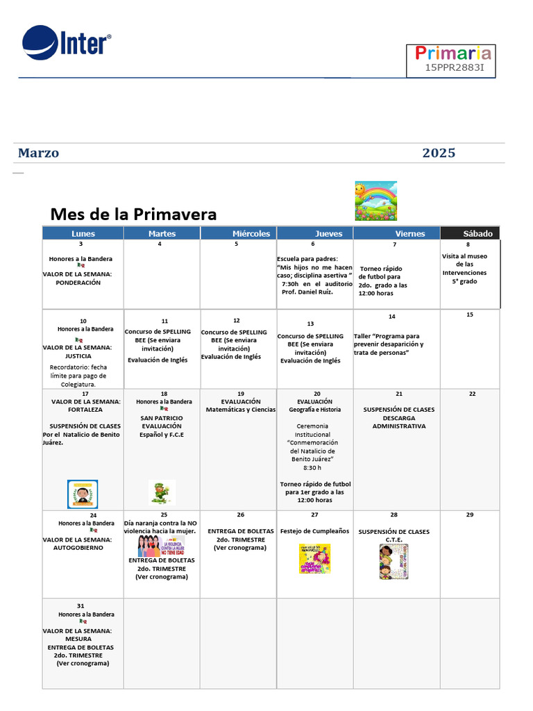 Actividades y Evaluaciones de Marzo 2025 | PDF