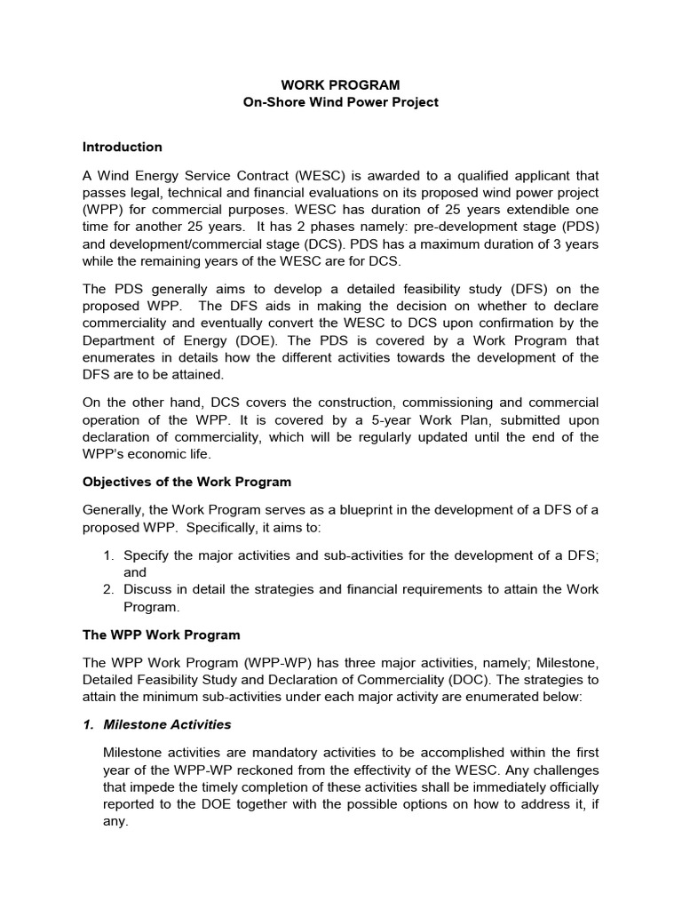 Wind Narrative Work Program WPP Final | PDF | Internal Rate Of Return ...