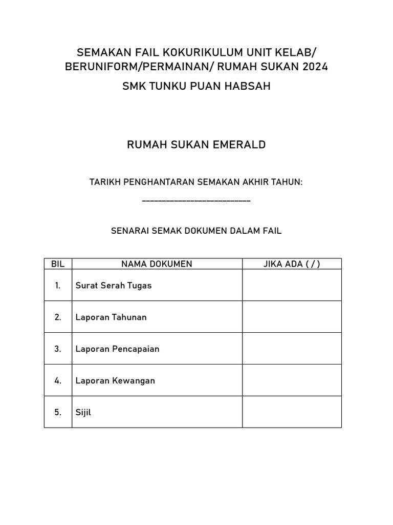 Cover Semakan Fail Kokurikulum Ke2 | PDF