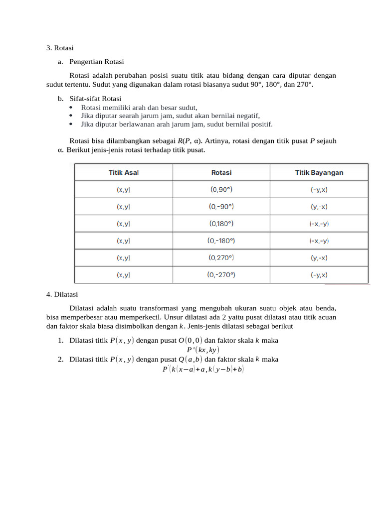 Materi Rotasi Dilatasi | PDF