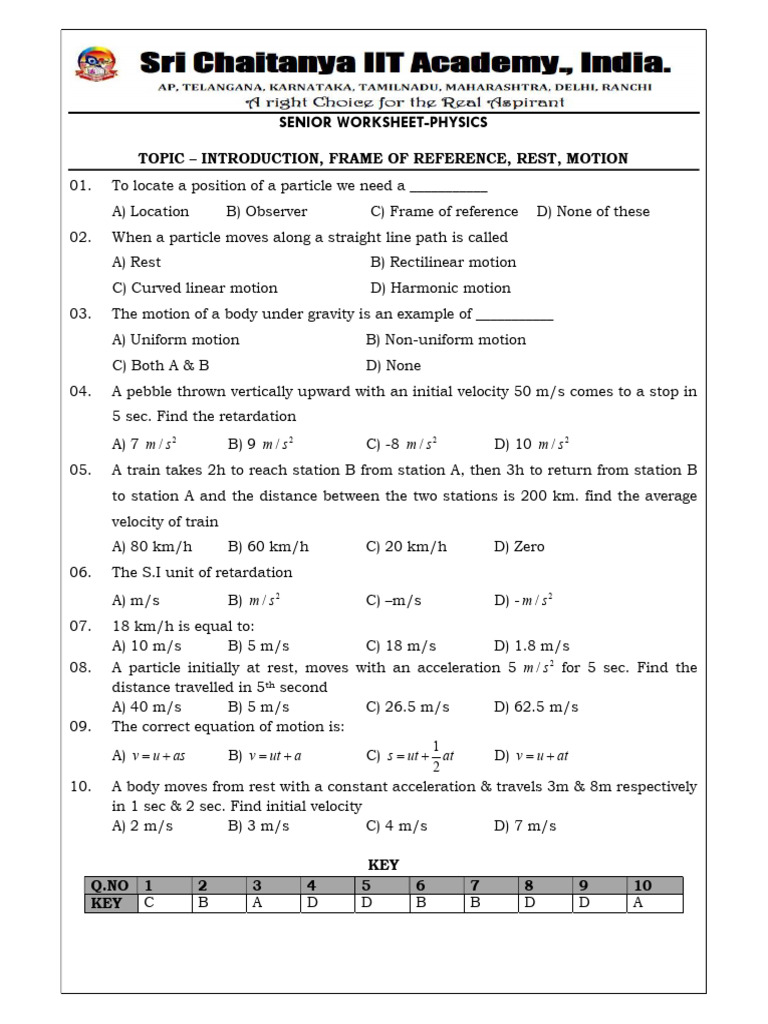 Senior Physics Worksheet-01 | PDF