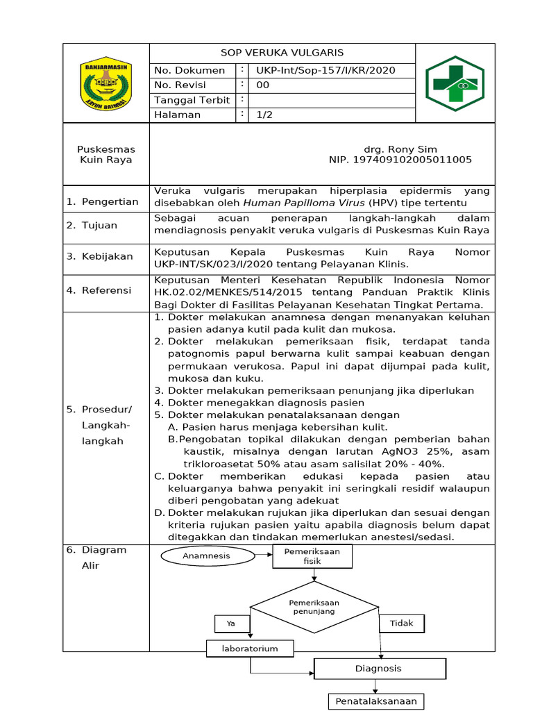 SOP Veruka Vulgaris | PDF