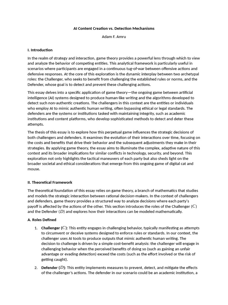 AI Content Creation Vs Detection Mechanism - AF Amru | PDF | Game ...