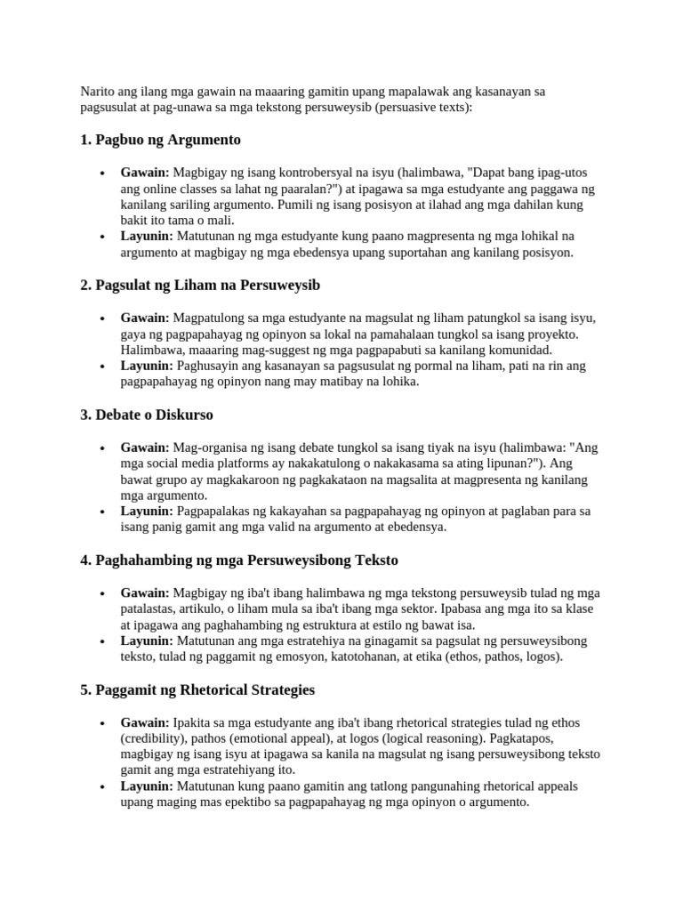 Pagbasa Persuweysib Act. | PDF