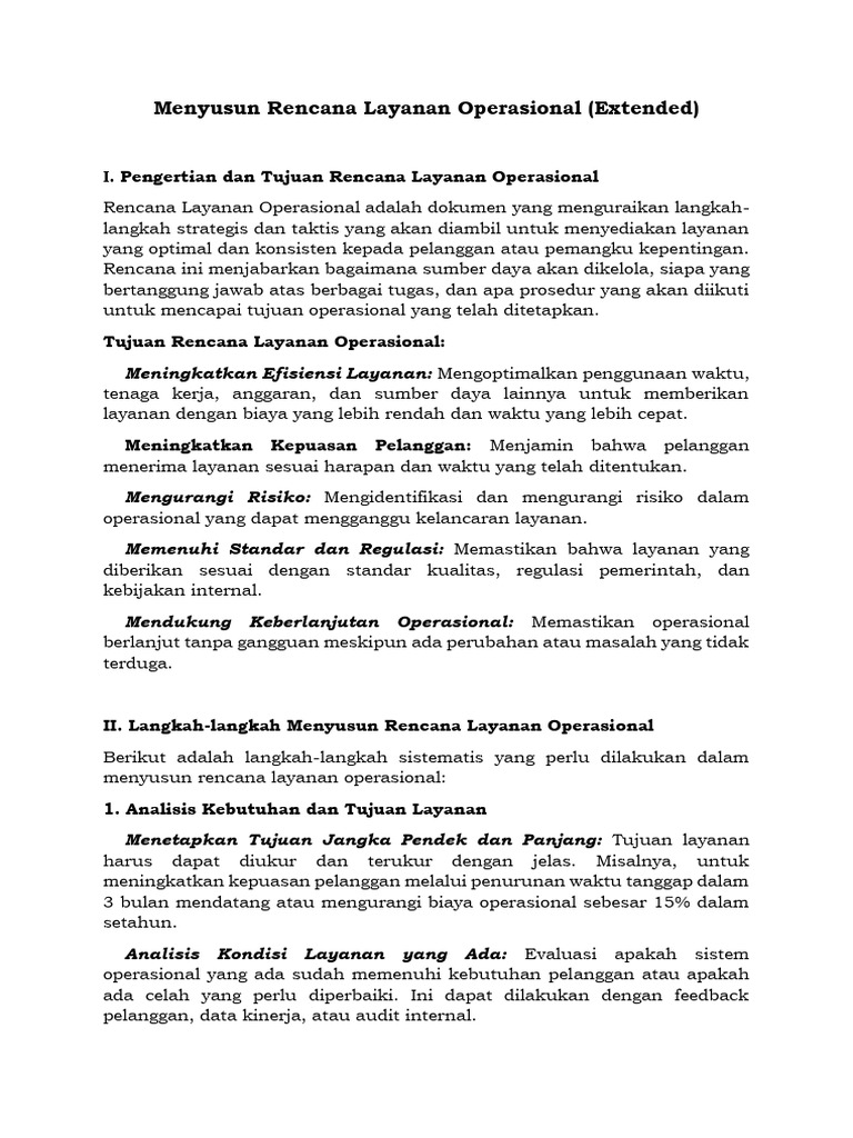 Rencana Layanan Operasional Efektif | PDF