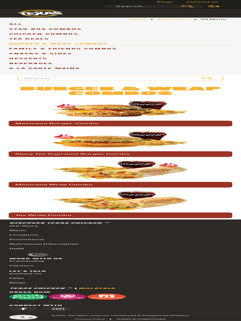Texas Chicken™ - Burger & Wrap Combos | PDF