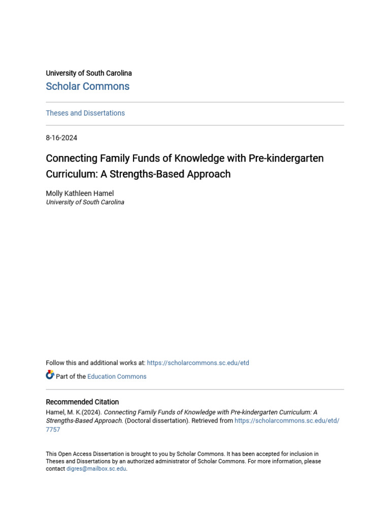 Connecting Family Funds of Knowledge With Pre-Kindergarten Curric | PDF ...