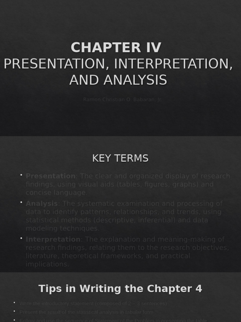 Chapter IV Presentation, Interpretation, and Analysis | PDF