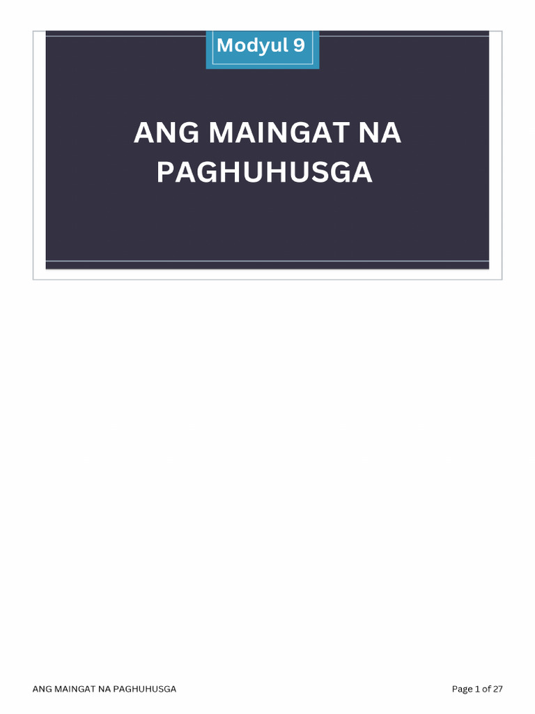 Ang Maingat Na Paghuhusga | PDF