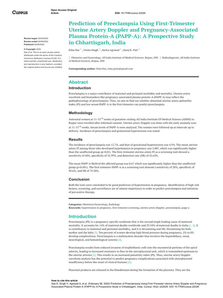 UA Doppler Predictor of HDP | PDF | Pregnancy | Medicine