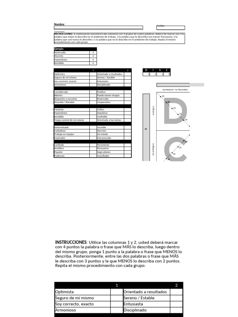 Disc Persolog Test + Clave | PDF