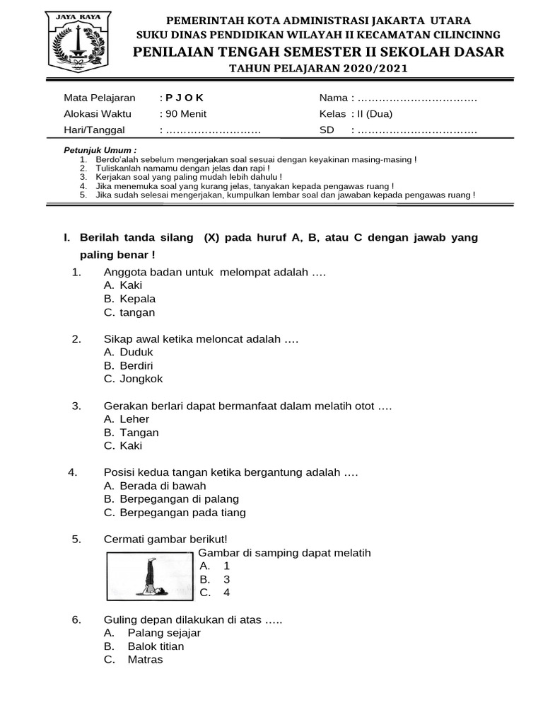 Soal PAS PJOK Smt 2 Tahun 2021 | PDF