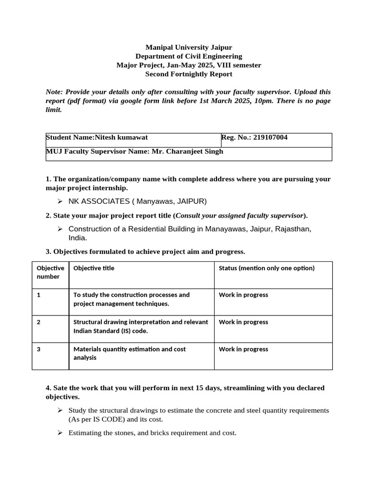 Second Fortnightly Report 1 | PDF