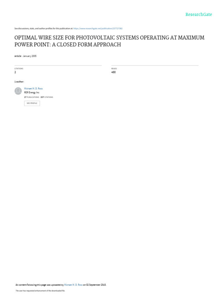 Optimal Wire Sizing for PV Systems | PDF | Photovoltaic System ...