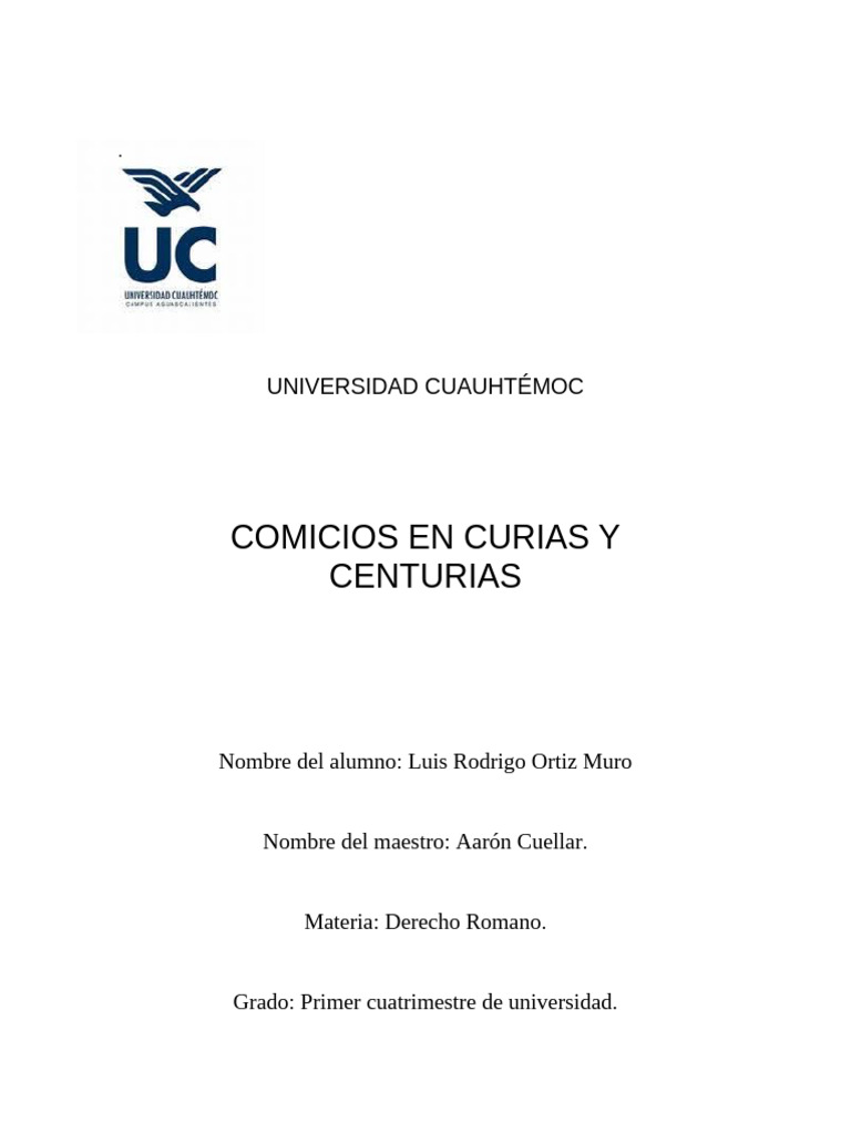 Comicios en Curias y Centurias | PDF | Roma antigua | Antiguedad clasica