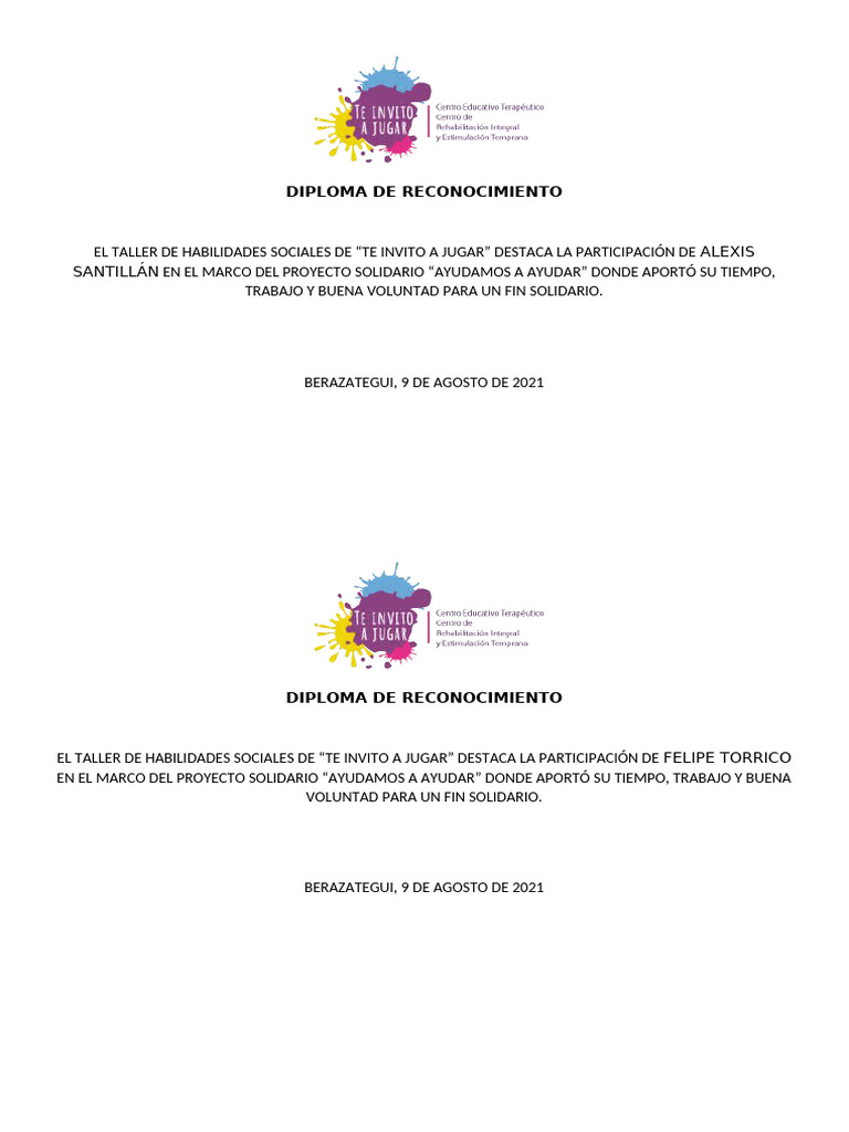 Diploma de Reconocimiento | PDF