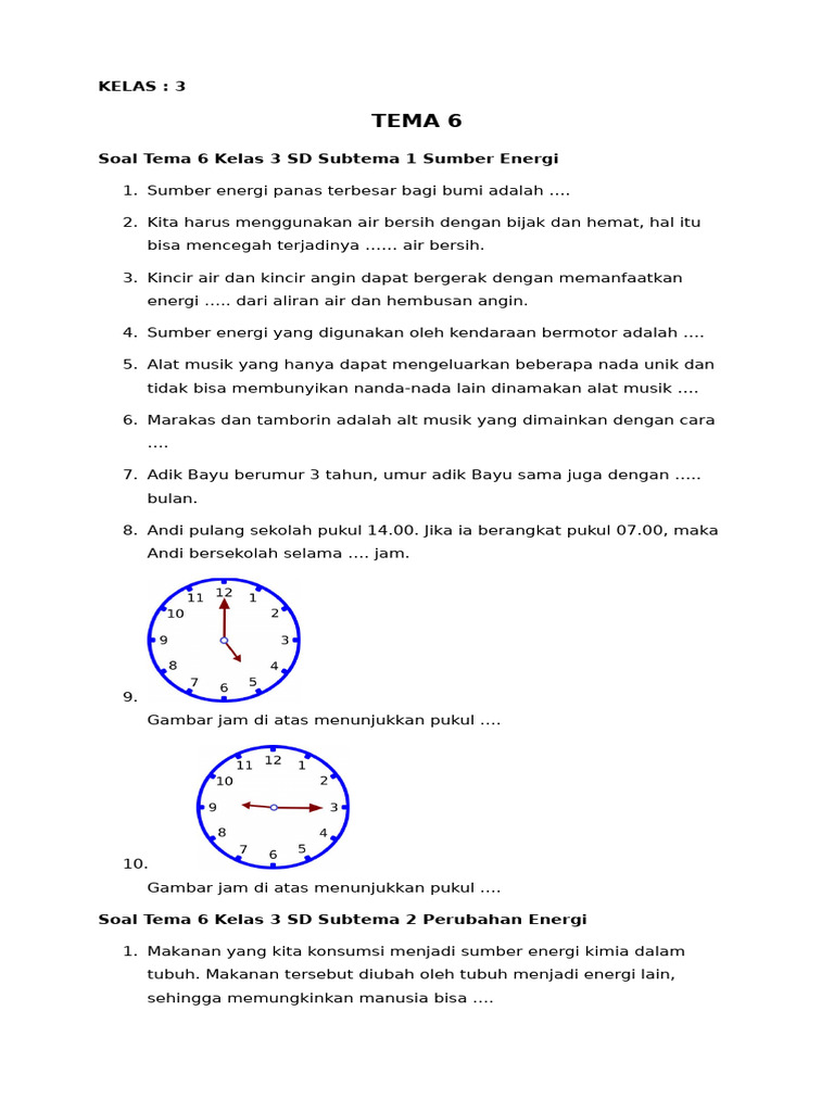 Latihan Uts Tema 6 | PDF