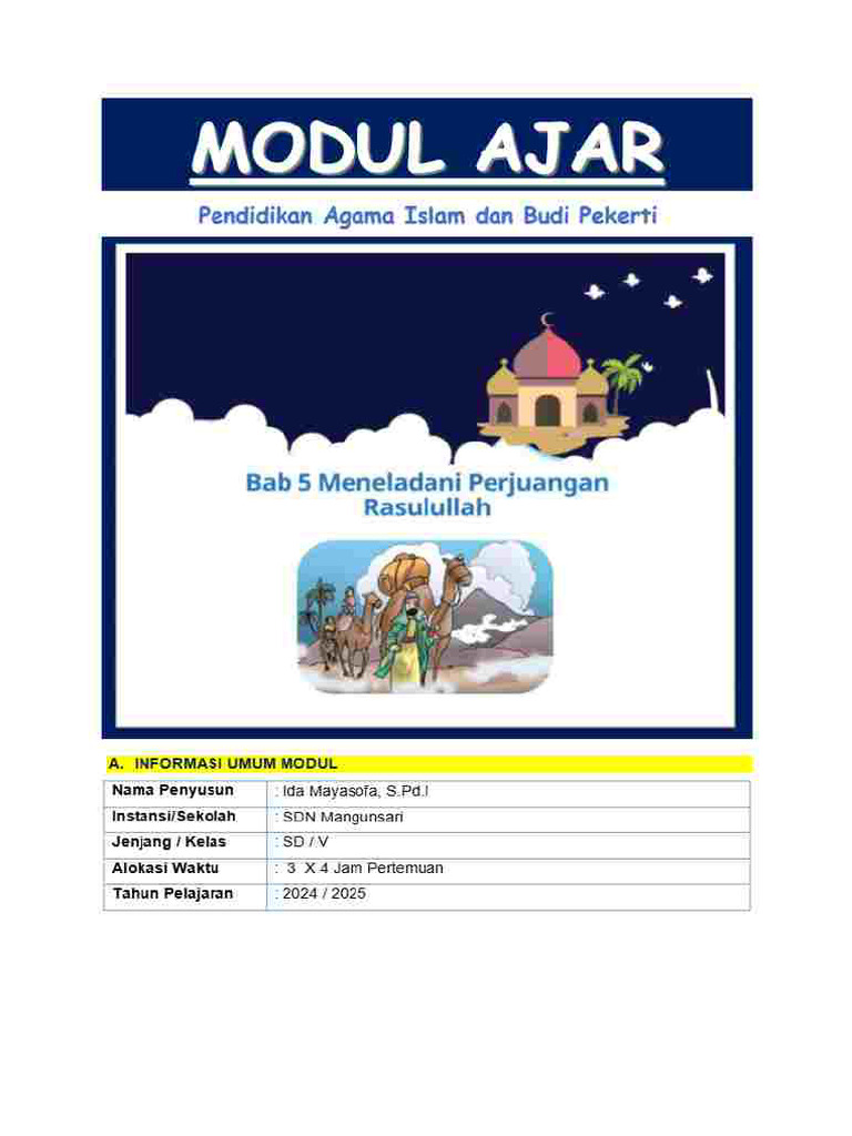 RPP PAI Kelas 5 - BAB 5 TH 2024-2025 | PDF