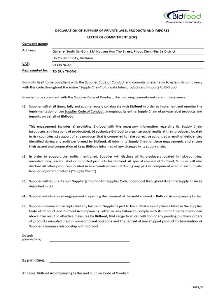2 BPC LOC-supplier Code of Conduct - V2 - Editable 2023 | PDF ...