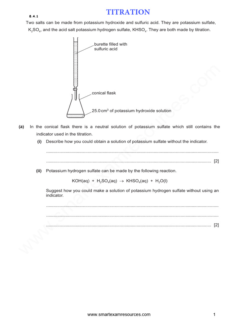 12.8 Titration Set 1 QP Ms | PDF | Acid | Titration