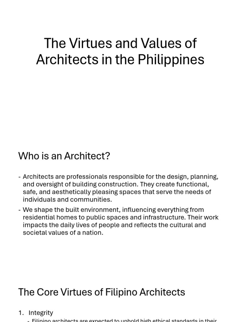 Filipino Architects: Values and Services | PDF | Specification ...
