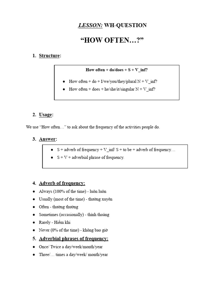 Handout - How Often | PDF