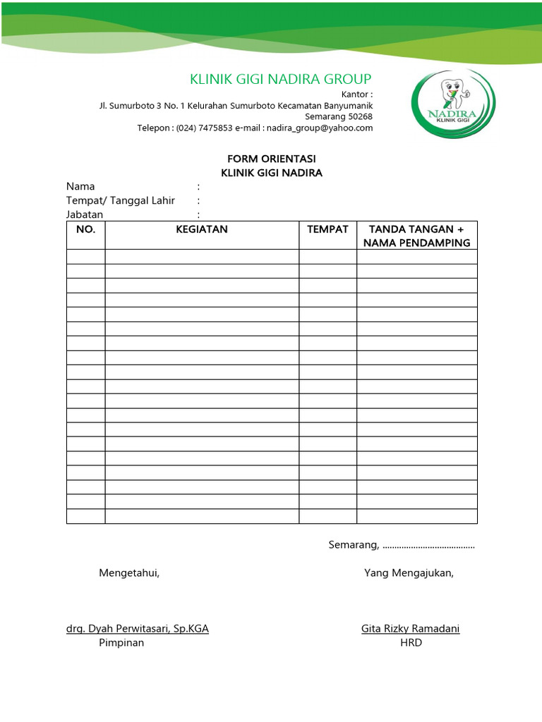 Form Orientasi | PDF