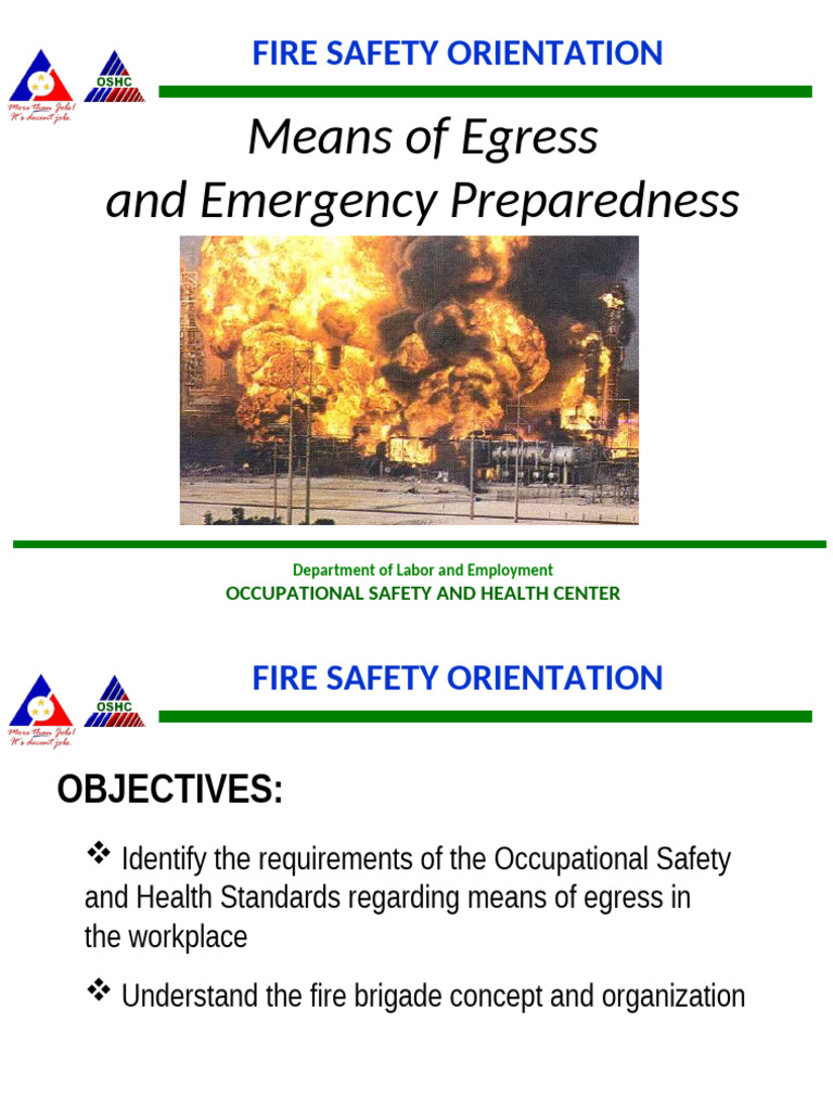 Fire Safety Orientation and Egress Guidelines | PDF | Firefighting ...