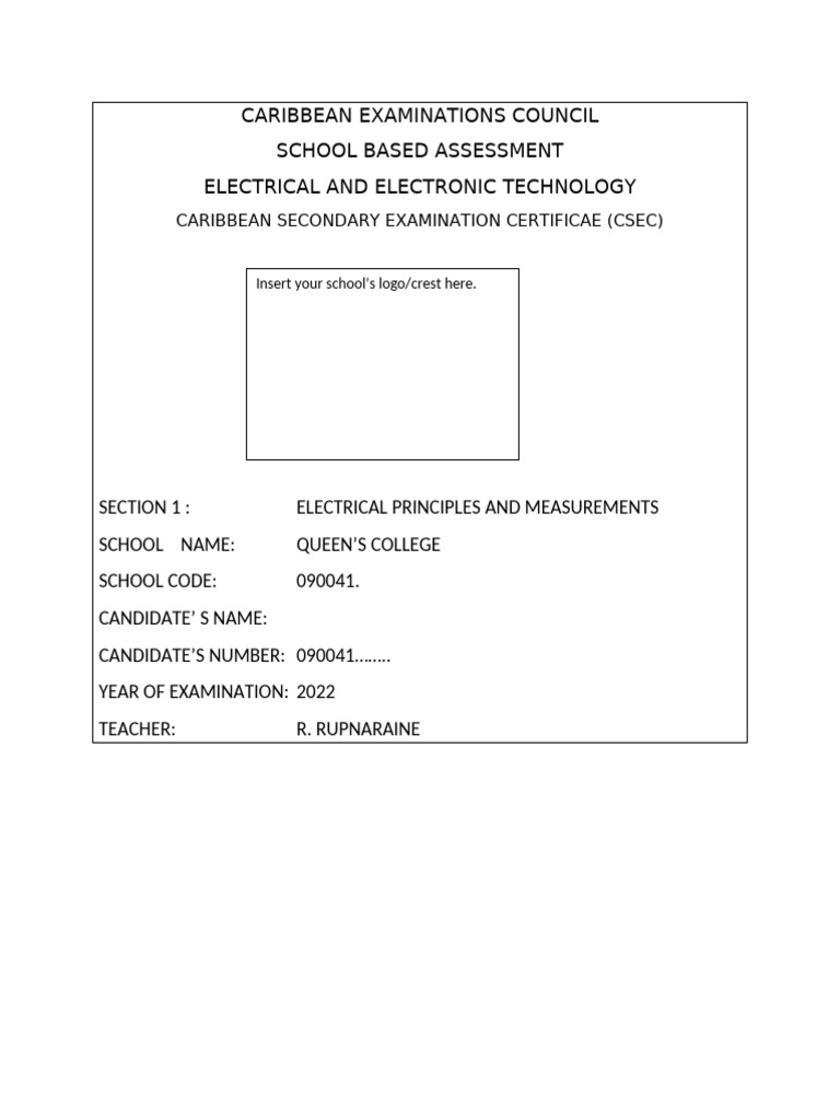 SBA Section 1 Electrical Principles & Measurements | PDF | Resistor ...
