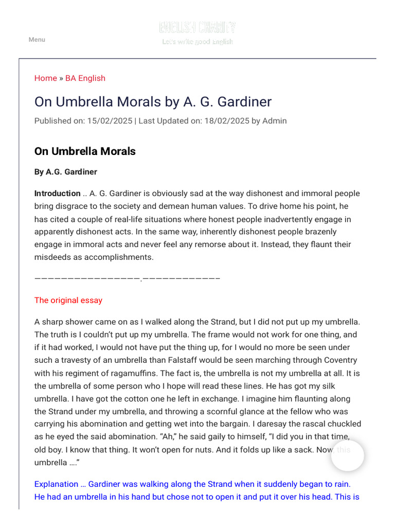 On Umbrella Morals Summary | PDF | Conscience