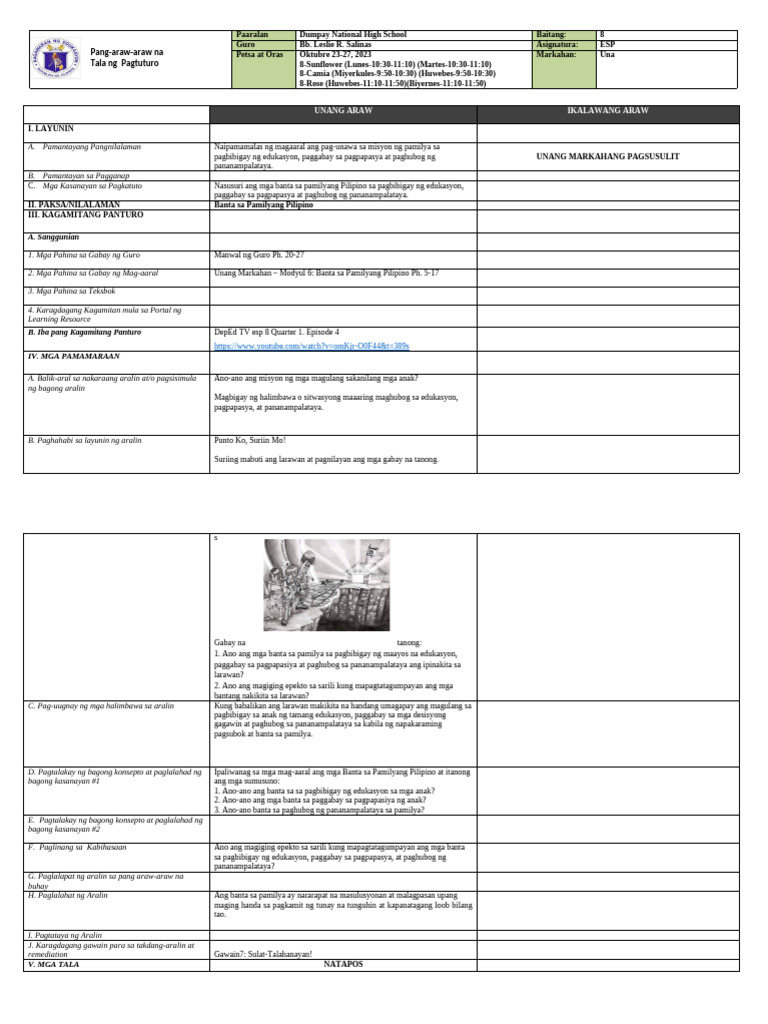 Esp8-Week9-Banta Sa Pamilya-Dll | PDF