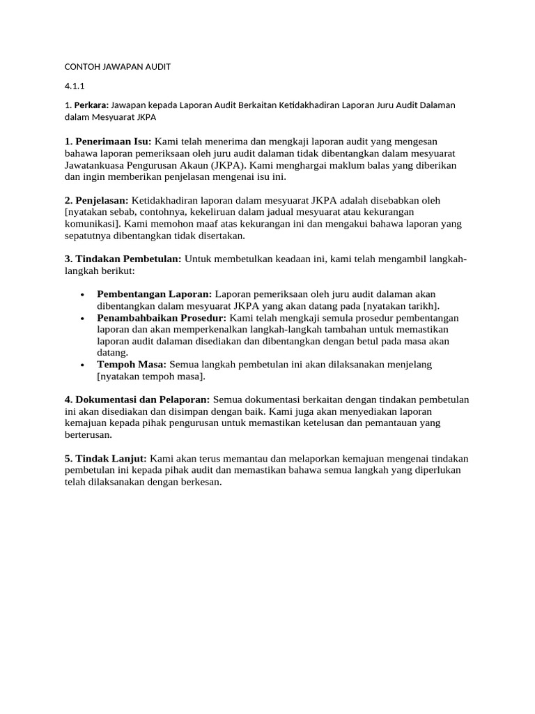 Contoh Jawapan Audit | PDF
