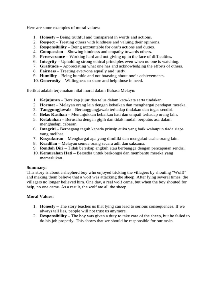 Here Are Some Examples of Moral Values | PDF