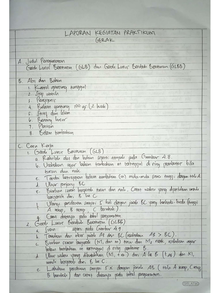 LKP B 1 - Gerak GLB & GLBB - BENII ARDLIANA | PDF