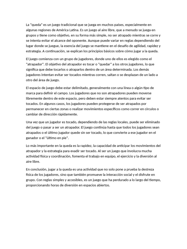 Cómo jugar a la queda: reglas y estrategias | PDF