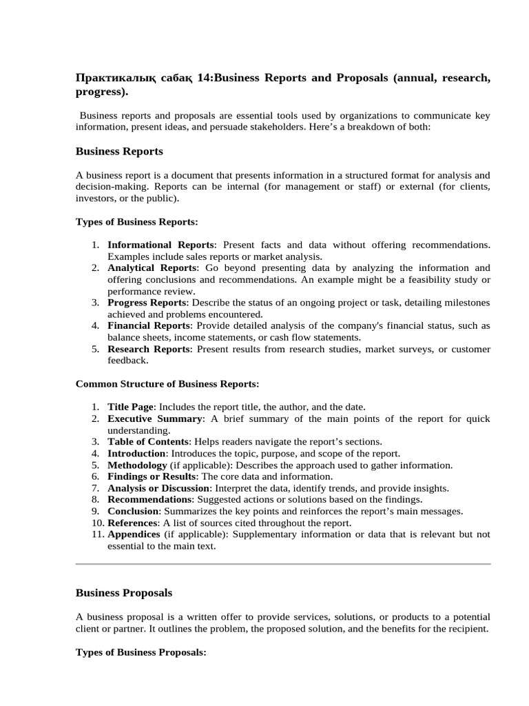 Business Reports and Proposals Guide | PDF | Methodology | Business