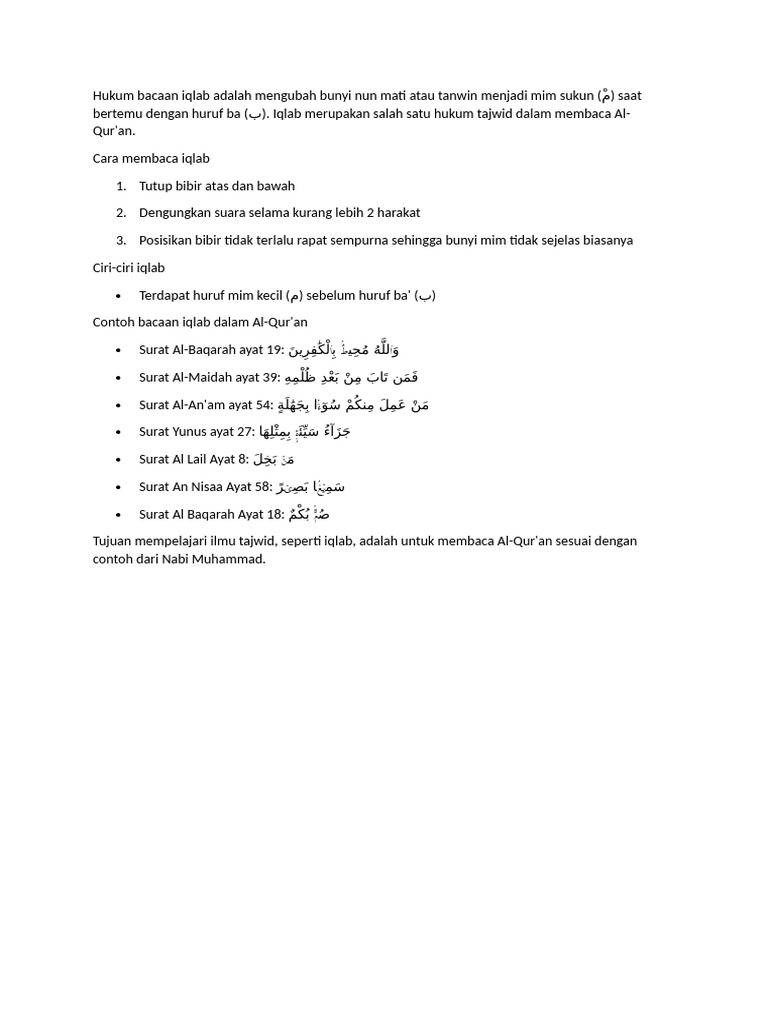 Hukum Bacaan Iqlab | PDF