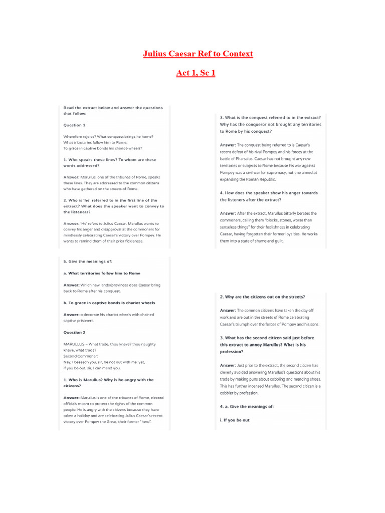 Julius Caesar Ref To Con Act 1, SC 1 | PDF