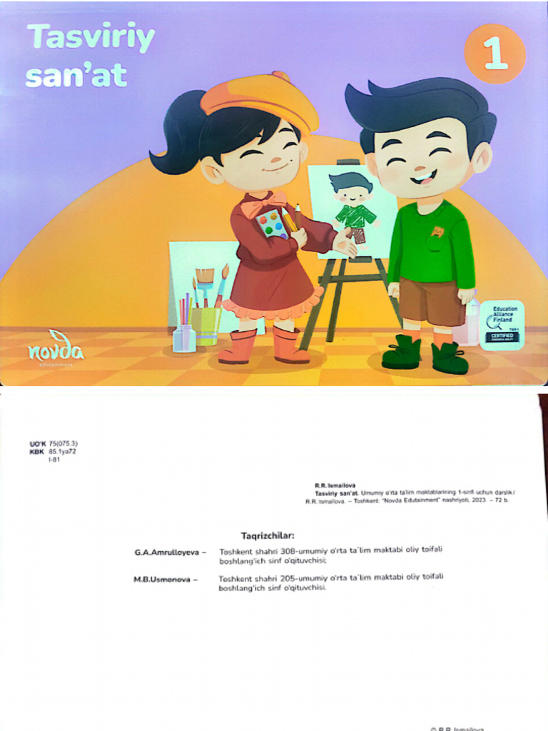 1-Sinf Tasviriy San'at. Yangi Darslik Kitob 2023 | PDF