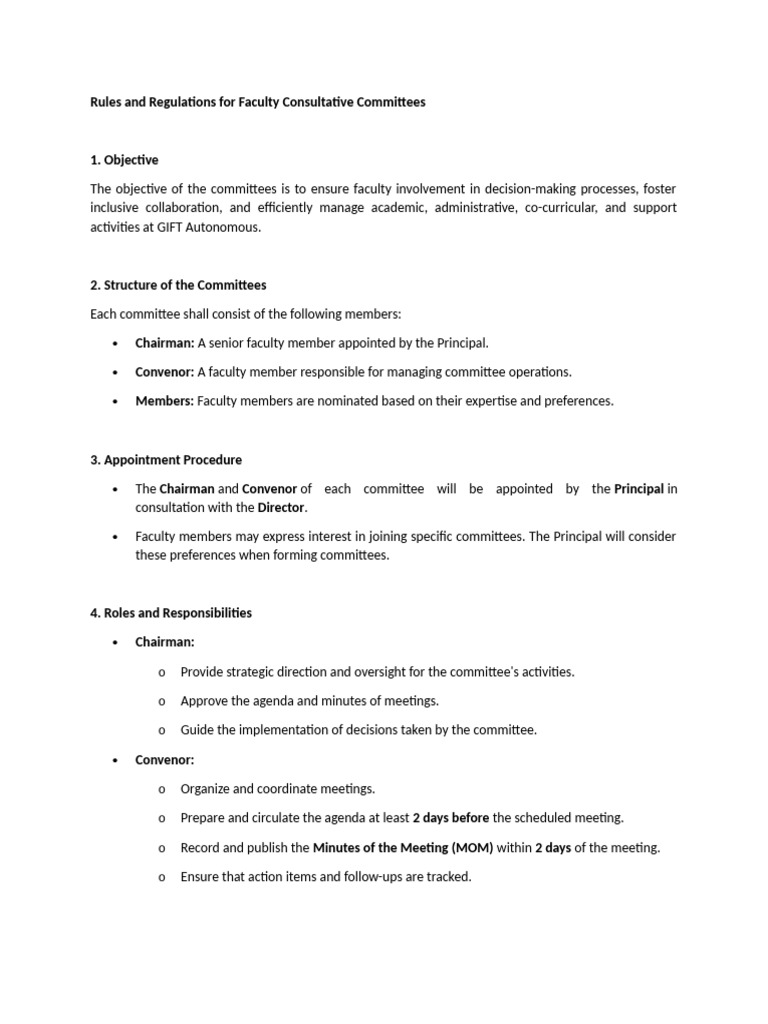 Faculty Committee Rules and Structure | PDF | Committee | Governance
