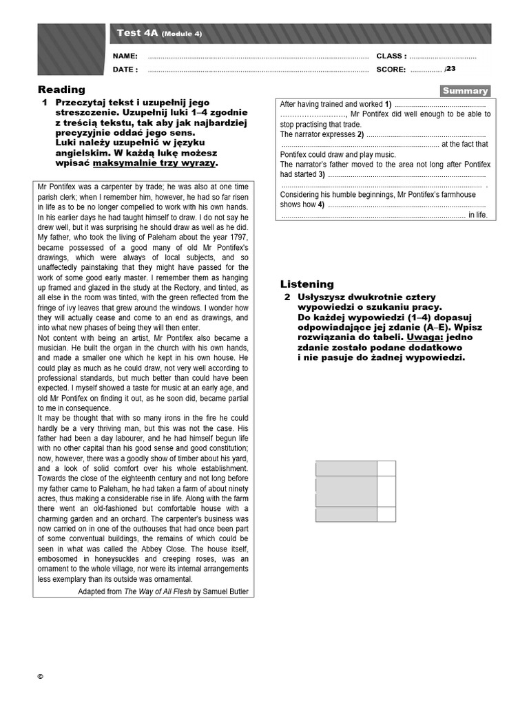 Vocabulary and grammar quiz 4 | PDF