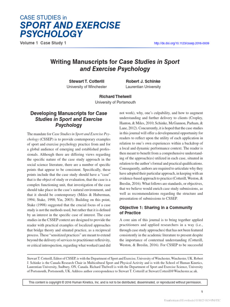 Writing Manuscripts for Case Studies in Sport and Exercise Psychology ...