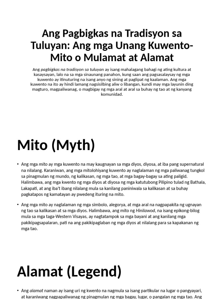 Ang Pagbigkas Na Tradisyon Sa Tuluyan PPT Jean Clyde Pedaria | PDF
