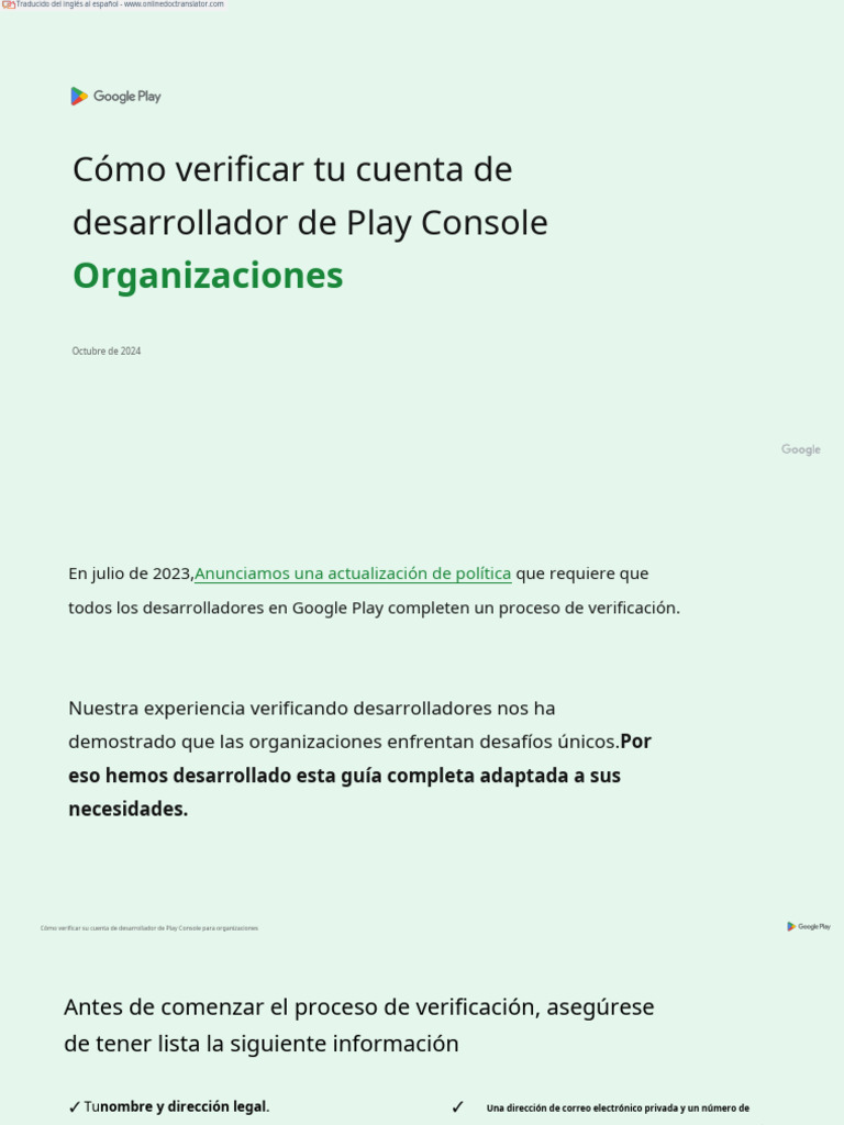 Verifying Your Play Console Developer Account For Organizations - En.es ...
