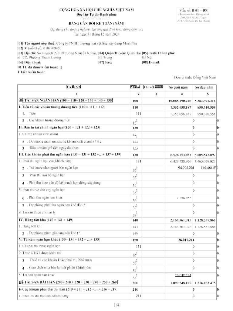 BCTC 2024 MP (Thực tập) | PDF