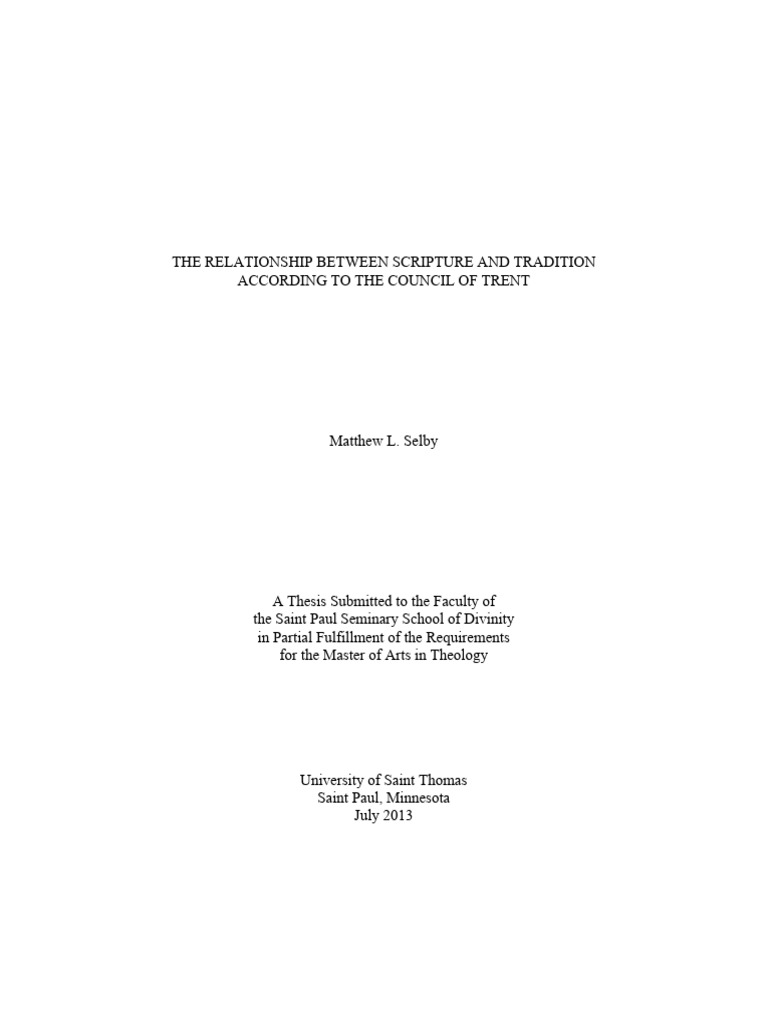 Scripture and Tradition at Trent | PDF | Sola Scriptura | Bible