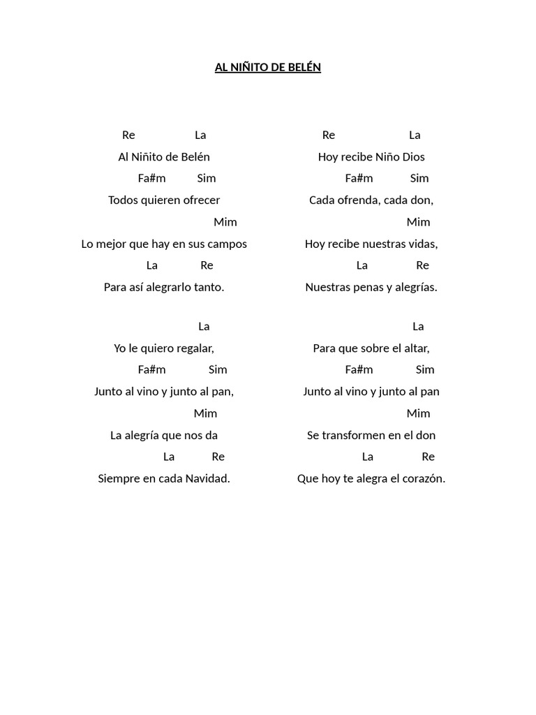 Al Niñito de Belén: Canción Navideña | PDF