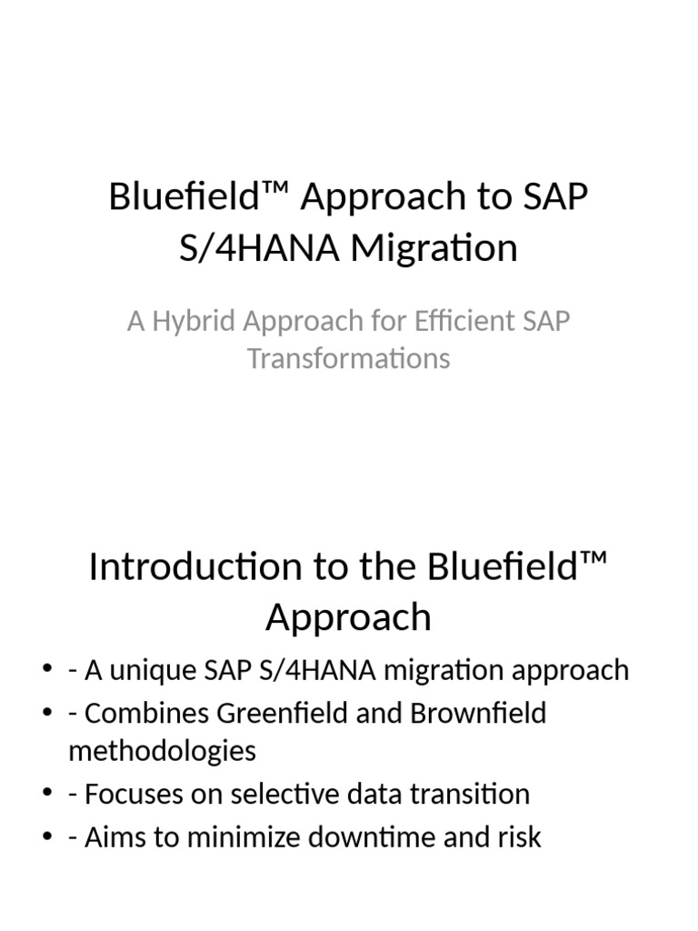Bluefield Approach SAP Migration | PDF