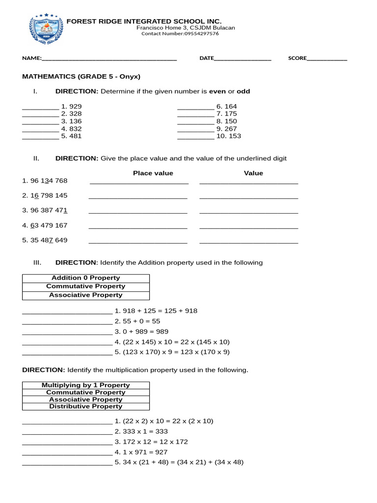 Mathematics G5 | PDF